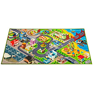 Kids Carpet Playmat City Life 3D Playroom Rug | 30 x 60 Inch Extra Large Toddler Activity Mat for Race Cars &amp; Toys | Playroom Rug Makes a Fun Educational Gift Idea for Boys &amp; Girls