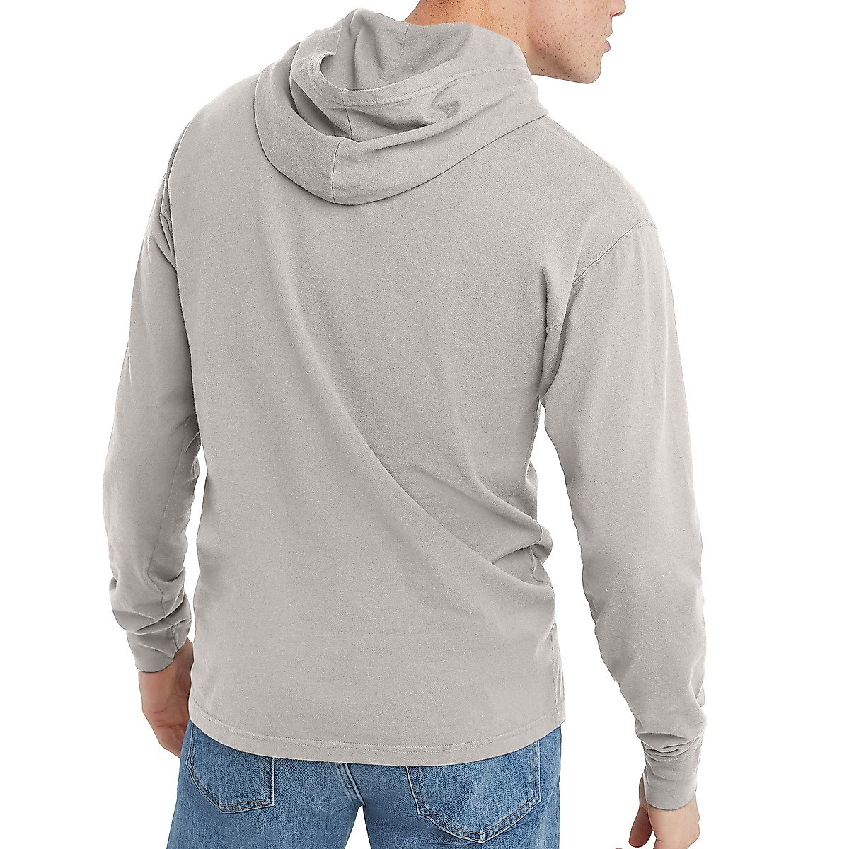 Hanes Comfortblend Men's T-Shirt, Long-Sleeved Hoodie, Garment Dyed Cotton Tee, Concrete Gray