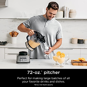 Ninja SS201 Foodi Power Pitcher 4in1 Smoothie Bowl Maker Crushing Blender Dough Mixer Food Processor 1400WP smartTORQUE 6 Auto-iQ presets, with a Stainless Silver Finish (Renewed) (Ninja SS201)