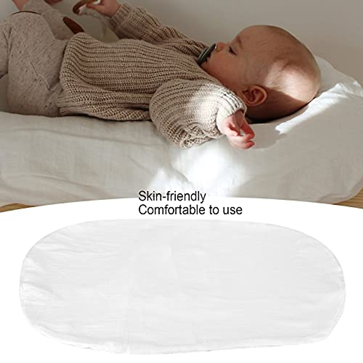 Newborn Lounger Cover,Organic Cotton Muslin Lounger Pillow Case for Babies (White)