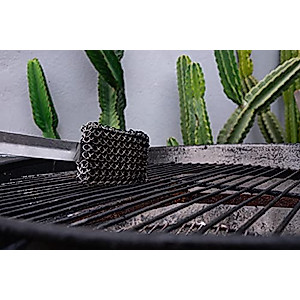 BBQ Dragon Chainmail Grill Brush and Scraper - Stainless Steel Grill Cleaning Brush - Heavy Duty and Bristle Free Grill Cleaner, Grill Scraper - Safe for Porcelain - Perfect Grill Accessories Gift