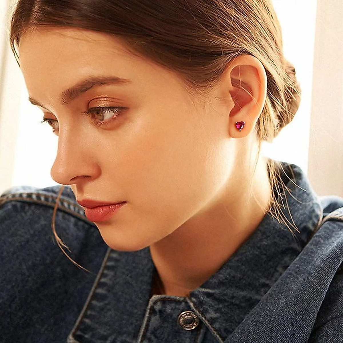 March Birthstone Aquamarine Earrings for Women, 925 Sterling Silver Heart Stud Rose Gold Earrings for Women Blue Earrings Jewelry Mothers Day Valentines Christmas Birthday Gifts for Women Her