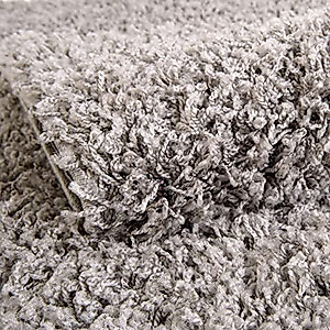 Rugs.com - Über Cozy Solid Shag Collection Rug – 9' x 12' Cloud Gray Shag Rug Perfect for Living Rooms, Large Dining Rooms, Open Floorplans