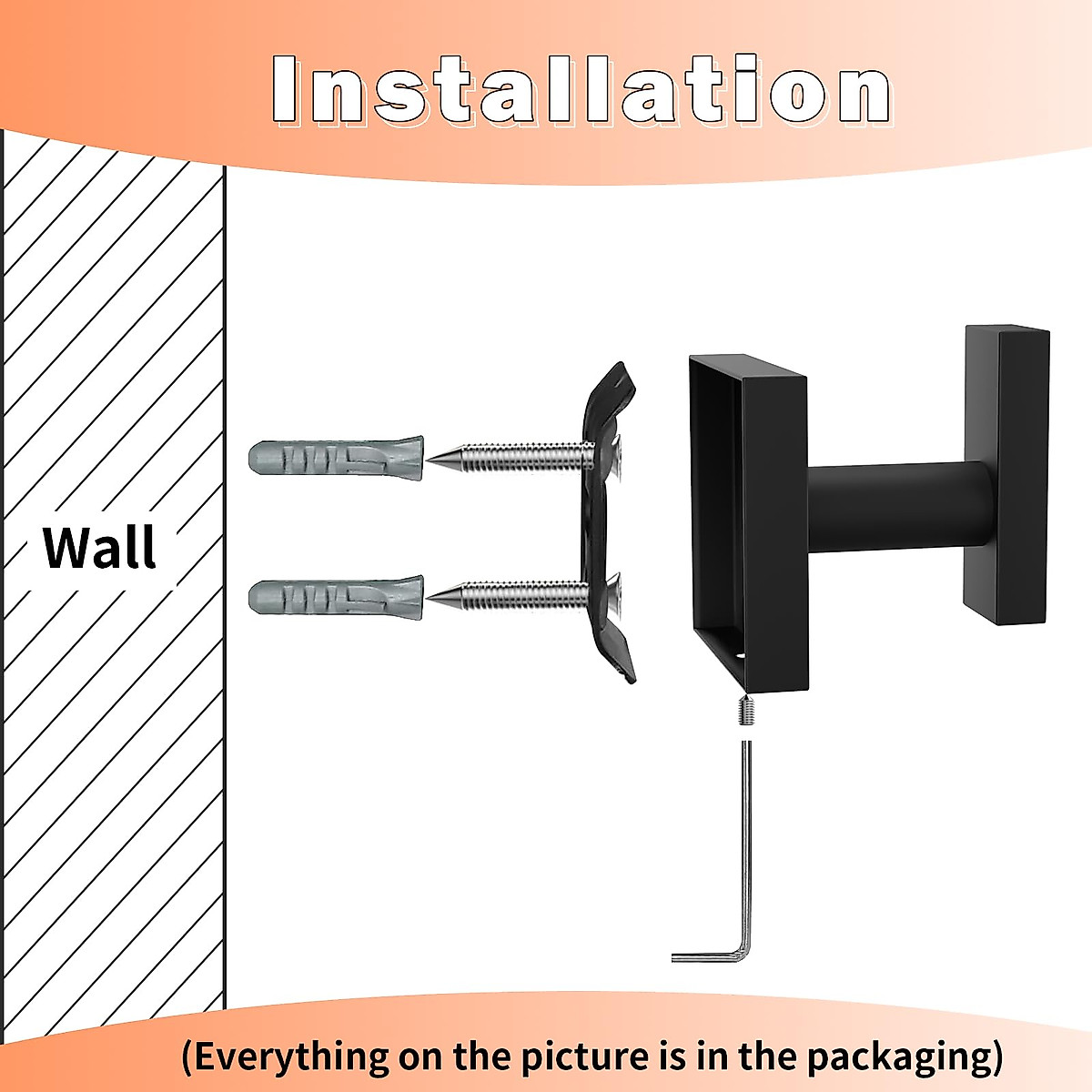 IBosins 4-Pack Bathroom Hooks Hand Towel Holder Matte Black Wall Hooks for Livingroom Bedroom Kitchen Closet Heavy Duty Stainless Steel Hook Hanger for Robe, Bath Towel, Coat (Square)