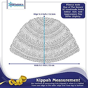 HolYudaica Pack of 4-Pcs - Hq 23cm/Large Size Mix Colors Handmade Frik Kippah for Men Boys and Kids, Yamaka Hat from Israel - Kippot Bulk (Mix 3)