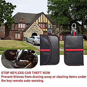 Bebeeco 2 Pack Faraday Bag for Key Fob, Faraday Key Fob Protector RFID Signal Blocking Anti-Theft Pouch Key Fob (Carbon Fiber Texture)