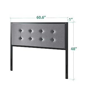 ZINUS Barbara Upholstered Headboard Button Tufted Upholstery, Easy Assembly, Queen, Gray