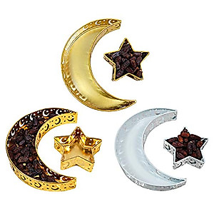 BELOWSYALER Dessert Tray,Eid Mubarak Moon Star Serving Tray Tableware Dessert Food Storage Muslim Islamic for Breakfast Dinner Dessert Pastry Display Holder Decoration Ornament