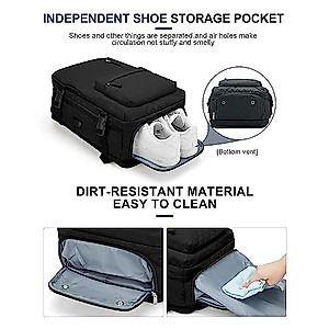 Travel Carry On Backpack for Women, Waterproof Laptop Backpack for Traveling on Airplane Hiking Gym Backpack with USB Charging Port Shoe Compartment, Black