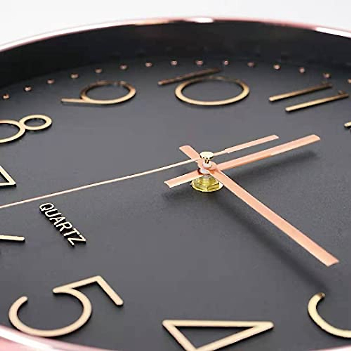 JINMA 12 Inch Modern Wall Clock Silent Non Ticking Easy to Read Decorative Wall Clocks for Living Room Decor Home Office Kitche (Black Rose Gold)