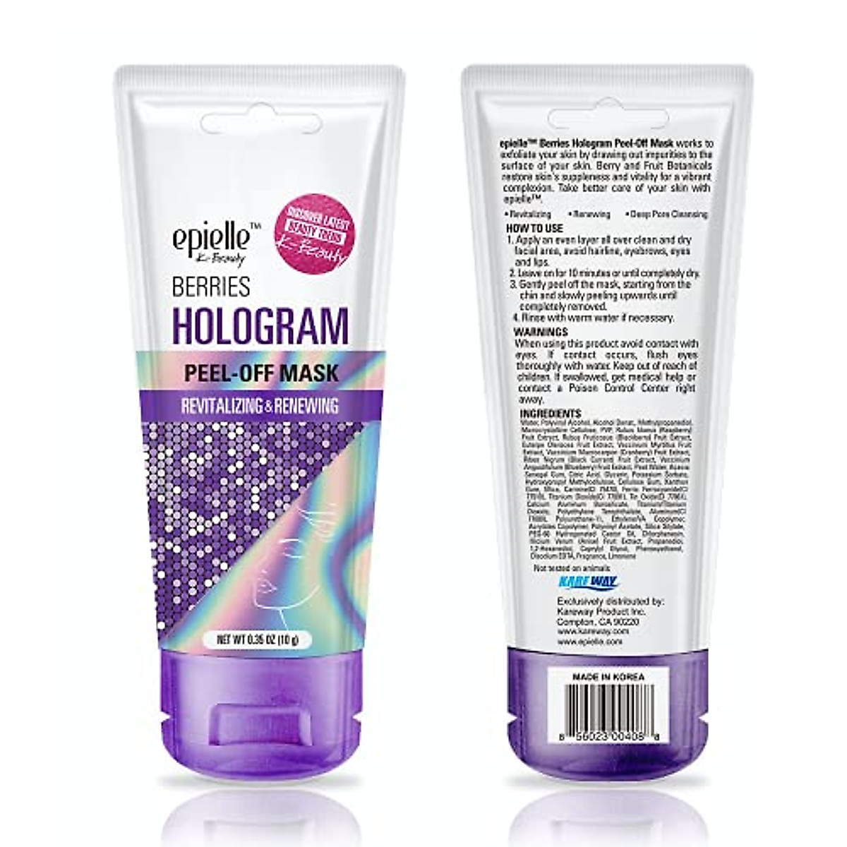 Epielle Hologram Peel Off Face Masks, Glitter Peel Off Mask, Toning & Calming, 8 variety packs (Single-Use Testers)