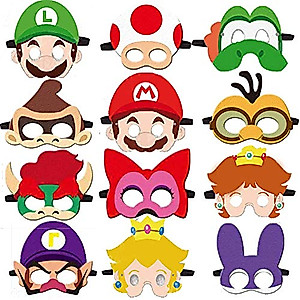 Birthday Party Felt Masks for Birthday Themed Party Favors Party Supplies- Felt and Elastic with 12 Different Types for Boys Girls Kids