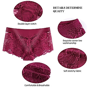 YaoKing Women's Underwear Regular & Plus Size Panties Lace Boyshort Hipster Cheeky Panty- 6 Pack (6 Pack-9144, M)