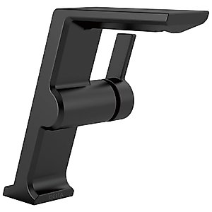 Delta Faucet Pivotal Matte Black Bathroom Faucet, Single Hole Bathroom Faucet, Single Handle Bathroom Faucet, Diamond Seal Technology, Drain Assembly, Matte Black 699-BL-DST