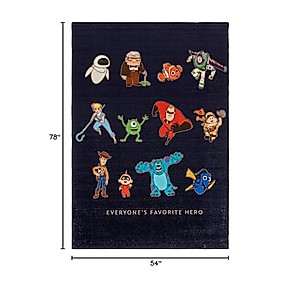 Gertmenian Disney Licensed Indoor Kids Area Rug - 4x6 Large, Nonslip, Ideal for ‎Living Room, Bedroom, Game Room, Classroom, or Playroom - Pixar Characters, Black, 47263