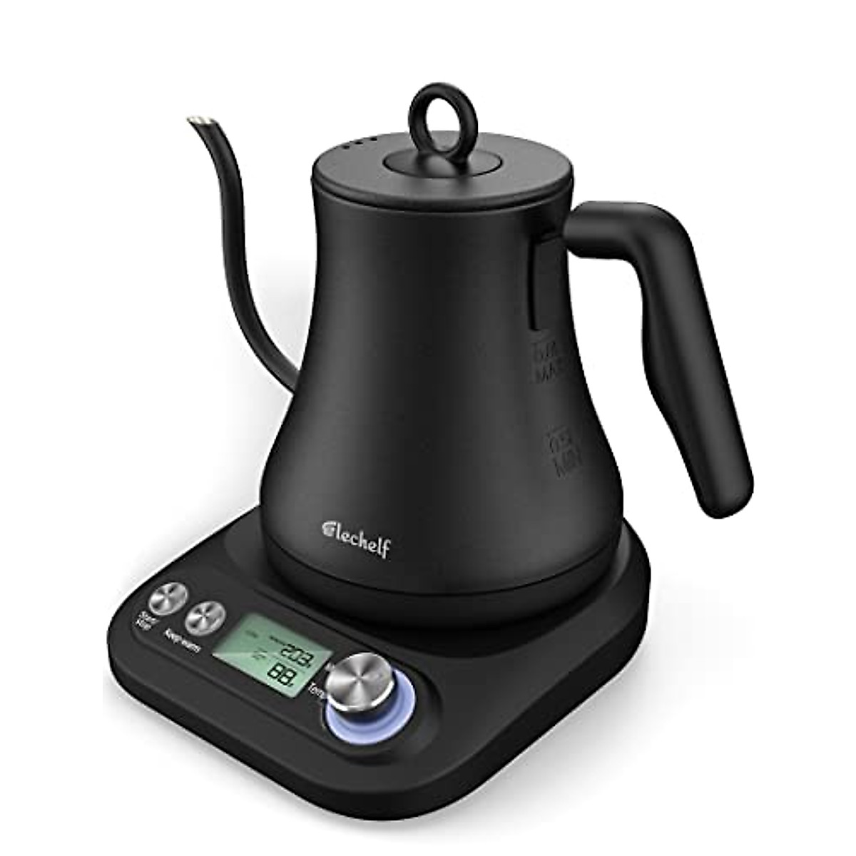 Elechelf Electric Gooseneck Kettle, 0.8L Pour-Over Coffee Kettle, Variable Temperature Control Tea Kettle, Auto Shut off & Boil-Dry Protection, 1000W Stainless Steel Electric Kettle