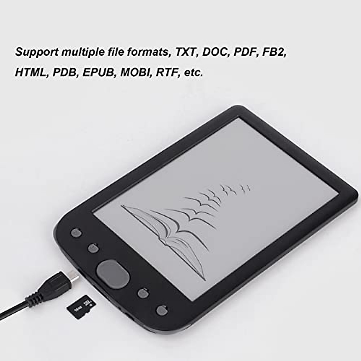 Ereader 8GB512MB Long Battery Life Clear Graphic Text Reader with Protective Film for Home Reading