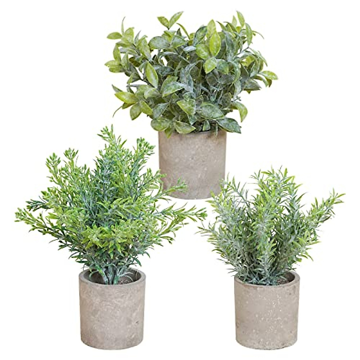 VaryFloral 3 Packs Small Fake Plants Artificial Potted Plants Set Realistic Eucalyptus Rosemary Mini Faux Greenery Potted Artificial Plants for Decoration for Home Décor Shelf Table Bathroom Indoor