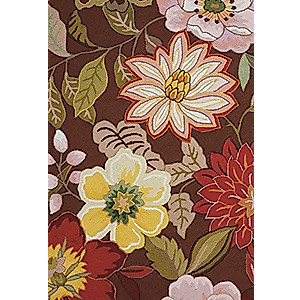 Nourison Fantasy Chocolate 5' x 7'6" Area-Rug, Modern, Floral, Bed Room, Living Room, Dining Room, Kitchen, Easy washing, Non Shedding, (5' x 8')