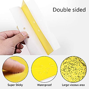 Garutom 20-Pack Dual-Sided Yellow Sticky Traps for Flying Plant Insect Such as Fungus Gnats, Whiteflies, Aphids, Leafminers, etc (6x8 Inches, Included 20pcs Twist Ties)