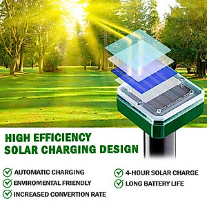 (2-Pack) Gopher Repellent Ultrasonic Solar Powered - Easy to Use Solar Mole Repellent Ultrasonic with an Auger Drill Bit - IP65 Waterproof Sonic Repeller Stakes for Groundhog, Vole, Snake, etc