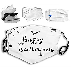 VeJerKK Spider Web Reusable Face Masks with Adjustment Earloop,Happy Halloween,Protection 5-ply Breathable Face Masks for Women Men,Black White