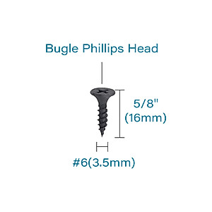 IMScrews 100pcs #6 x 5/8" Flat Head Phillips Drywall Screws Fine Thread Sharp Point Wood Screw, Carbon Steel 1022A, Black Phosphate