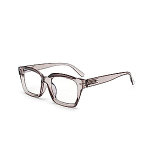 Akaia Blue Light Blocking (Rectangular) Reading Glasses, Anti Eyestrain, Computer Glasses, Gaming Glasses, TV Glasses for Women Men (Shiny Transparent Grey)