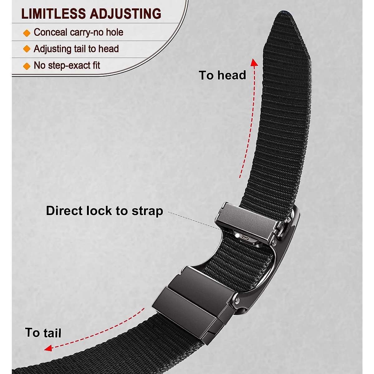 BULLIANT Mens Ratchet Belt Reversible,Web Nylon Casual Belt for Men Golf Hiking Pants Jeans 2 In 1