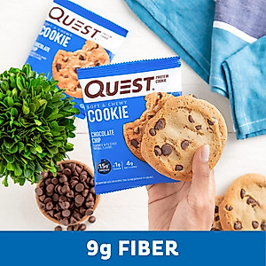 Quest Nutrition Tortilla Style Loaded Taco Protein Chips (Pack of 12) and Chocolate Chip Protein Cookie (12 Count)