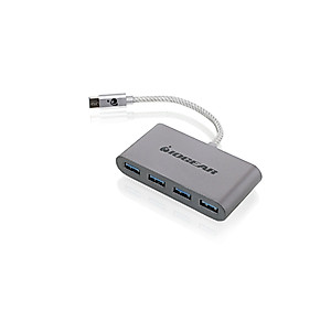 IOGEAR USB-C to USB 3.0 Hub - 1 USB-C In - 4 USB 3.0 Out - USB 3.0 Data Rate Of Up To 5Gbps - Backwards Compatible With USB 2.0 and USB 1.1 - MacBook - Tablet - Smartphone - GUH3C14