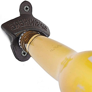 Lofekea Wall Mount Bottle Opener, 2 PACK Vintage Style Cast Iron Beer Bottle Opener Wall Mounted