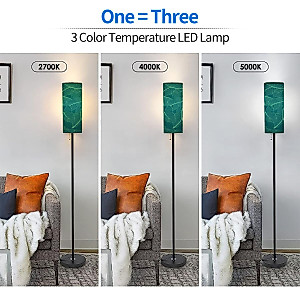 RZNTJHUINA Modern Standing Lamps Vintage Rustic Palm Pattern Minimalist Floor Lamp Metal Pole Lamp with Linen Lampshade for Bedroom Living Room Office Nursery Reading Beach House Decor Foot Switch