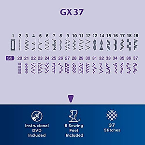Brother Sewing Machine, GX37, 37 Built-in Stitches, 6 Included Sewing Feet