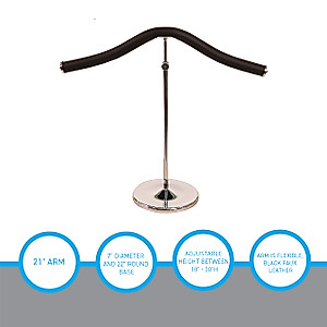 SSWBasics Flexible Shoulder Stand Featuring a Bendable 21” Arm (Adjustable Display 18”H- 30”H) – Countertop Shirt Display, Clothing Display Mannequin, Tabletop Stand for Clothes