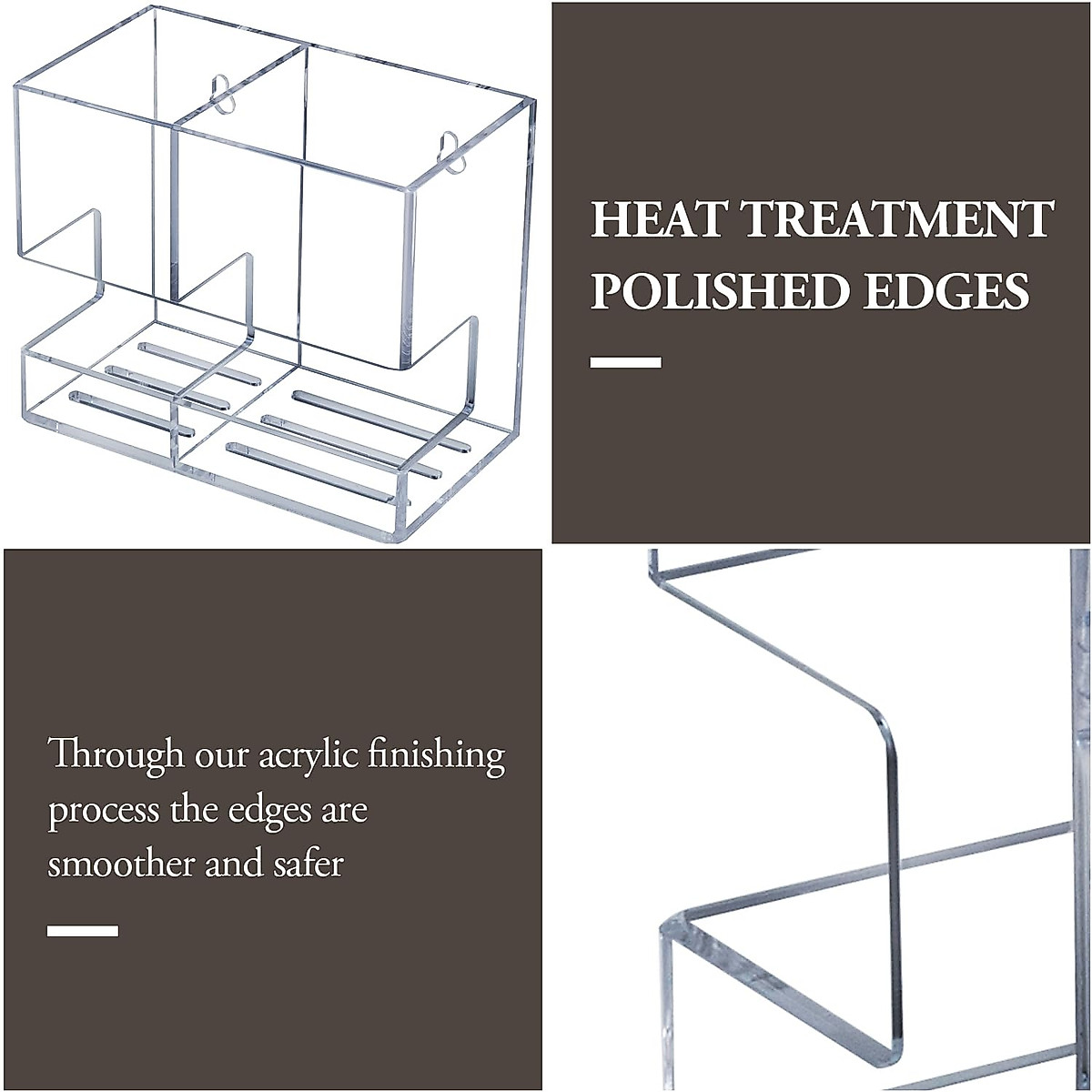 MyGift Premium Clear Acrylic Wall Mounted Hair Styling Tools and Accessories Holder with 2 Slots, Salon Hot Tool Organizer Rack for Blow Dryer Straightener Curling Iron