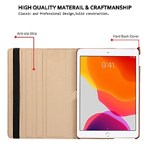 Rotating Case for iPad Pro 12.9-inch 1st & 2nd Generation (2015/2017), Techcircle Slim Premium PU Leather Smart Cover Multi-Angle Viewing Stand Folio Magnetic Hard Shell Protective Case, Off-White