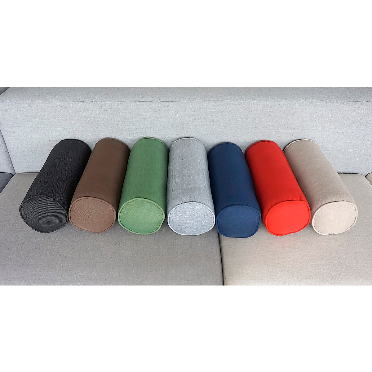 COZPLEN Indoor/Outdoor Bolster Pillows, 16x6 inches Solid Round Lumbar Cylinder Throw Pillows for Outdoor Furnitures, Set of 2, Navy Blue