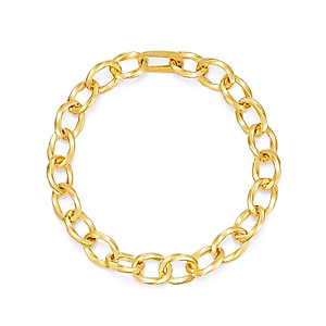 SISGEM 18k Yellow Gold Cuban Link Bracelet for Women, Real 18 Carat Gold Bracelet Fine Jewelry for Her (8.2 mm, 7.0 inch Adjustable)