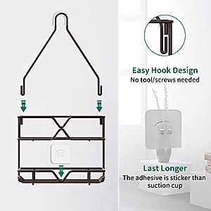 TreeLen Shower Caddy over Shower Head Hanging Bathroom Caddy for Shower Organizer 4 Hooks Shampoo Holder-Bronze