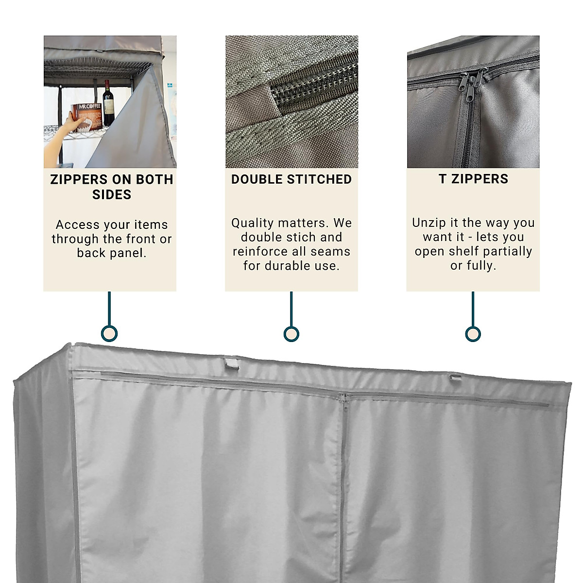 Formosa Covers Premium Wire Shelf Cover - Perfect Fit for Wire Shelving - Versatile Shelf Covers Protects & Organize - Ideal for Outdoor Storage Shelf - Wire Rack Cover - 48Wx18Dx78H Inches - Grey