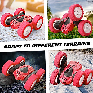 Tecnock Remote Control Car, RC Cars Double Sided 360° Rotating Car Toys, Gesture Sensing RC Stunt Car with Headlights Wheel Lights, Ideal Gifts for Boys Girls