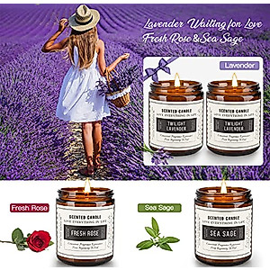 4 Pack Candles Gifts for Women, Lavender Candle Sets for Women Gifts, 28 OZ 200 Hour Long Lasting Candles, Sage Candles for Home Scented, Aromatherapy Candles Gift Set for Family and Friends