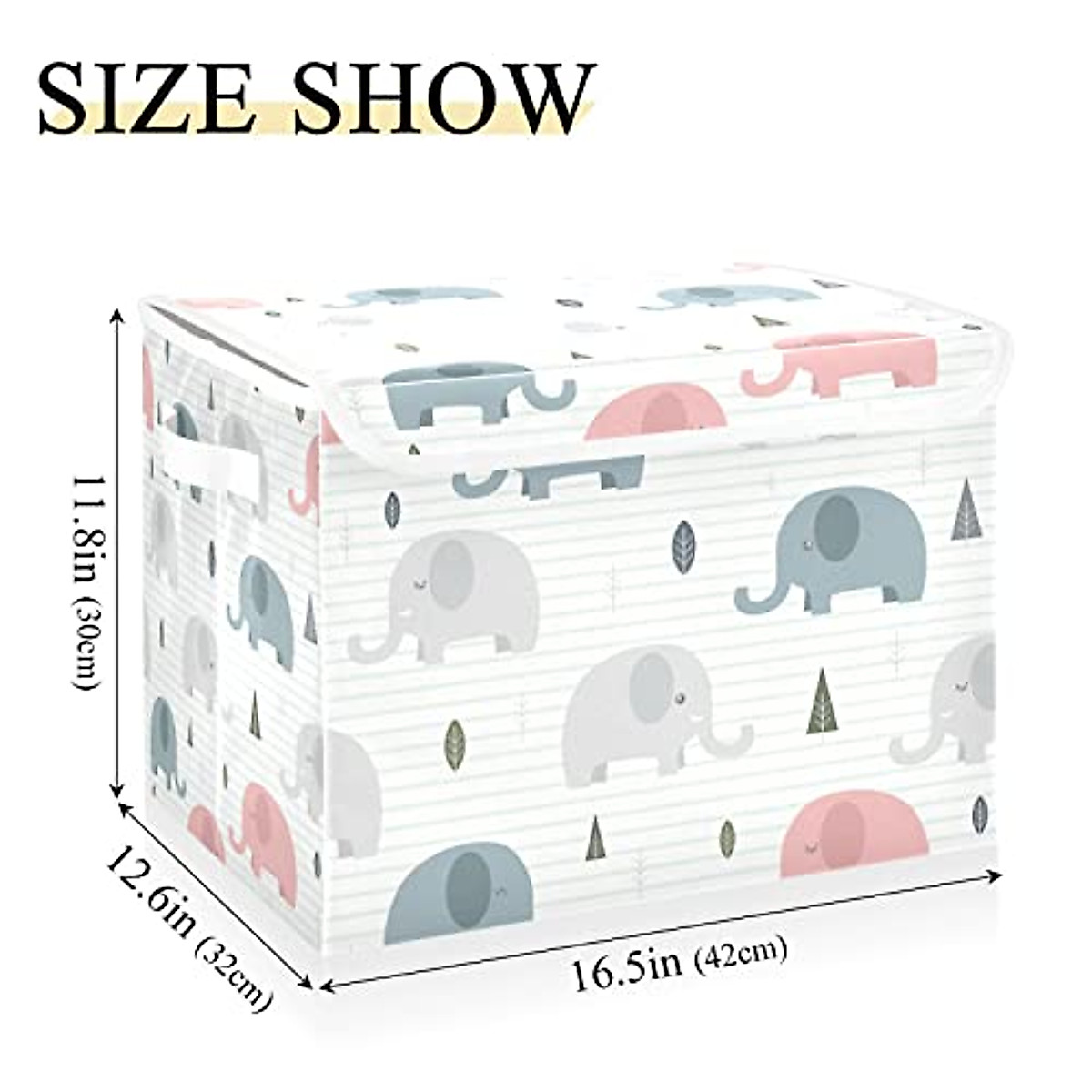 innewgogo Elephant Storage Bins with Lids for Organizing Cube Cubby with Handles Oxford Cloth Storage Cube Box for Study Room