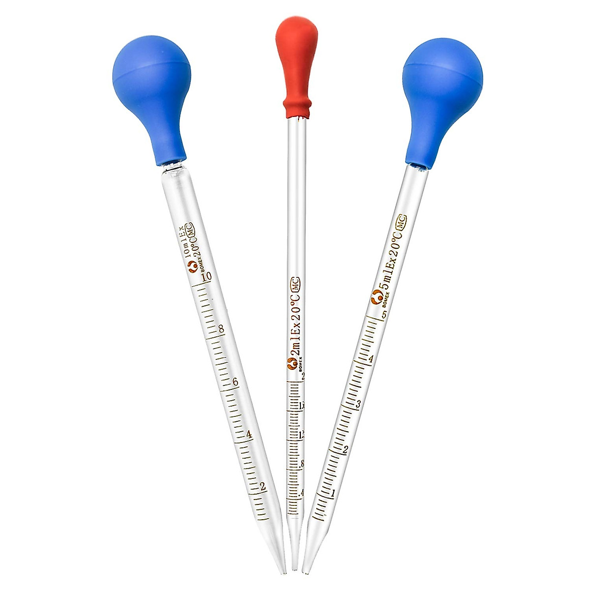 Glass Pipette, 3 Pieces 10ML 5ML 2ML Glass Graduated Pipettes Transfer Dropper for Liquid Essential Oil