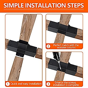 ITeVe.GD Pergola DIY Kit,2 Pcs 4-Way Right Angle Corner Brackets Elevated Wood Stand with Screws for 4"x4"(Inner Size:3.5"x3.5") Wood Beams,Pergola,Garden,Lumber&Metal Gazebo……
