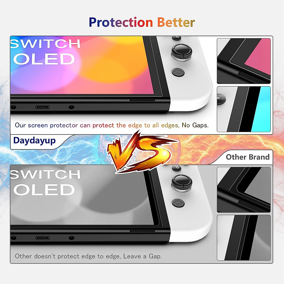 [4 Pack] daydayup Tempered Glass Screen Protector Compatible with Nintendo Switch OLED Model 2021 - with [Alignment Frame] Transparent HD Clear Screen Protector for Accessories & Console