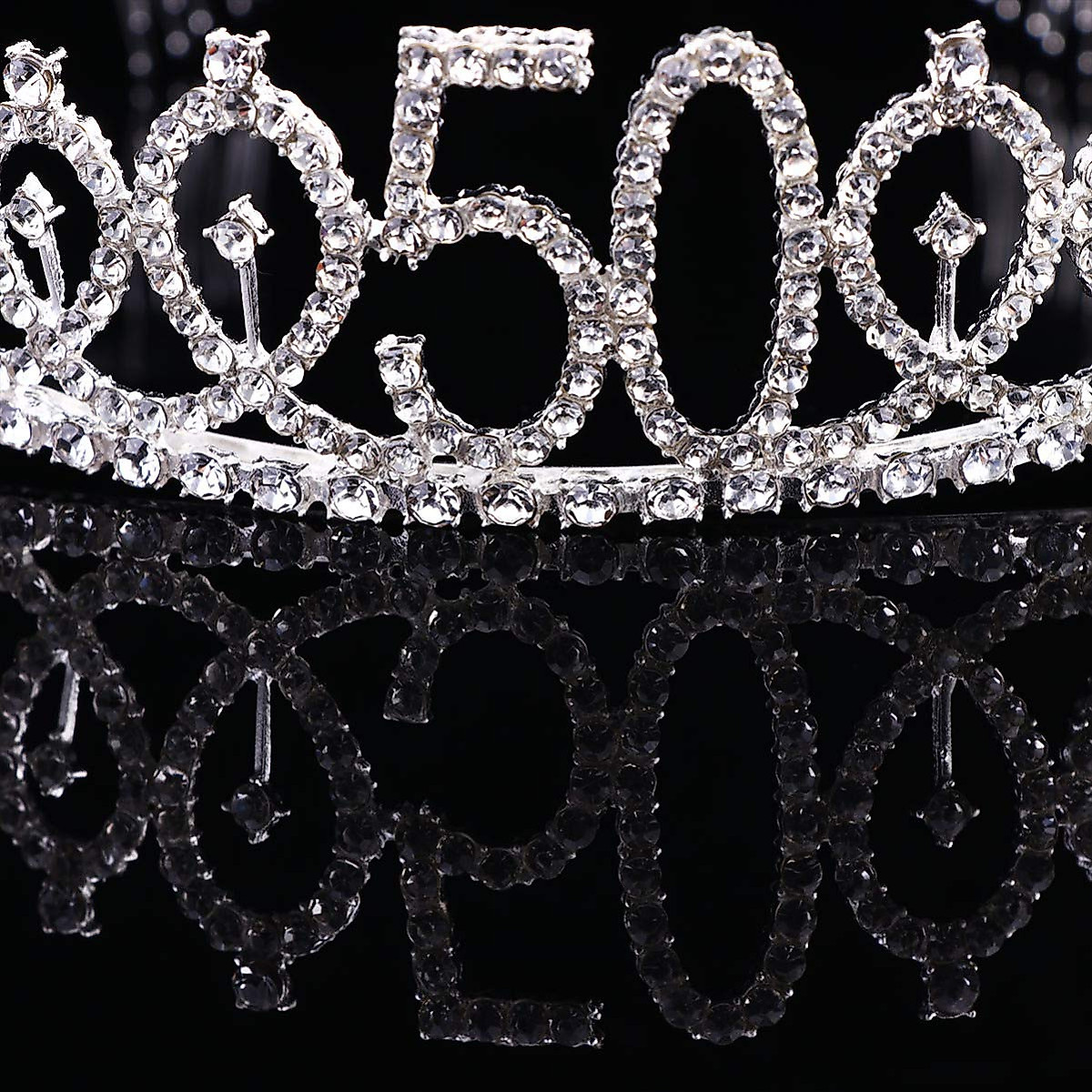 minkissy 1pc 60 Birthday Rhinestone Crown Women Birthday Tiara Birthday Princess 50 Anniversary Crowns Women Birthday Headbands 50 Birthday Party Decorations Number Bride Happy Birthday