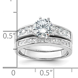 IceCarats 925 Sterling Silver Cubic Zirconia CZ Wedding Band Engagement Ring Bridal Jewelry Set Size 6