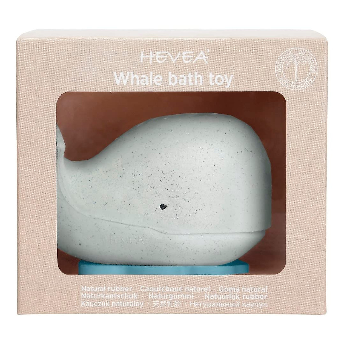 HEVEA Squeeze'n'Splash Whale Bath Toy - Bath Toy for Babies and Toddlers - 100% Natural Rubber, Plant Based, Plastic-Free, BPA-Free